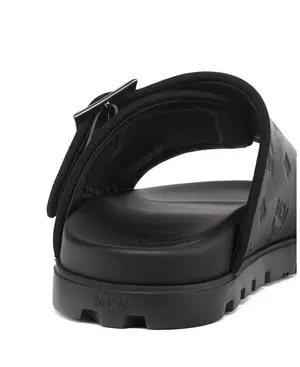 Mcm Embossed Monogram Leather Sandals