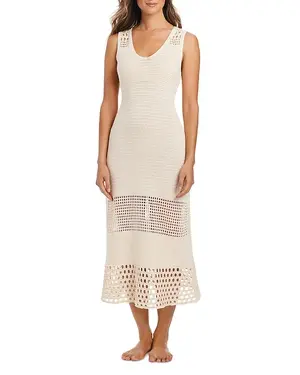 BLEU BY ROD BEATTIE Long Crochet Dress Swim Cover-up - Natural