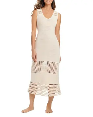 BLEU BY ROD BEATTIE Long Crochet Dress Swim Cover-up - Natural