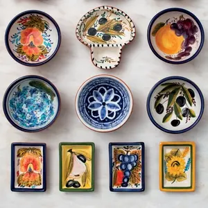 COSTA NOVA Alentejo Terracotta Hand-painted Dipping Plate - Sunflower
