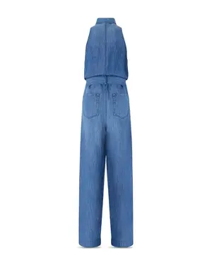 Pinko Sleeveless Denim Jumpsuit With Belt