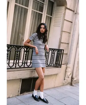 French Connection Mason Knit Varsity Stripe Polo Dress