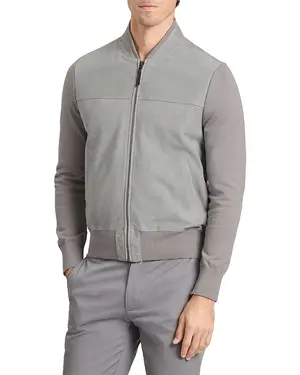 Ted Baker London Wesley Suede Bomber - Light Grey