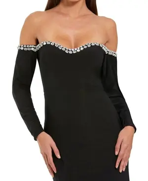 Mac Duggal Off-the-shoulder Embellished Mermaid Gown