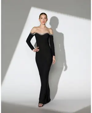 Mac Duggal Off-the-shoulder Embellished Mermaid Gown