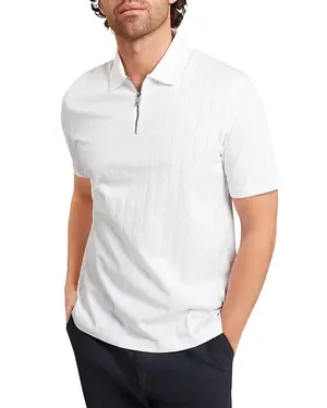 Ted Baker London Victor Square Jacquard Zip Polo Shirt - White