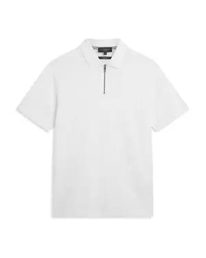 Ted Baker London Victor Square Jacquard Zip Polo Shirt - White