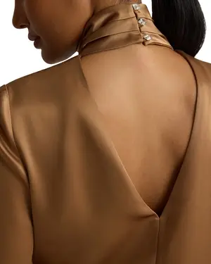 St. John Long Sleeve Satin Turtleneck Top