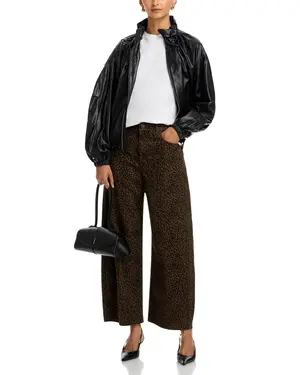 FRAME The Bow High Rise Crop Flocked Jeans