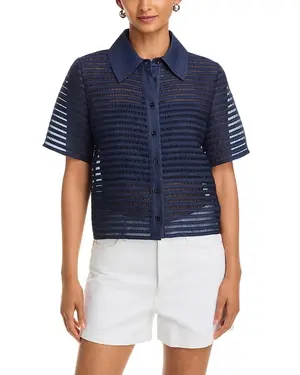 FRAME The Denim Lattice Cotton Shirt - Skylight