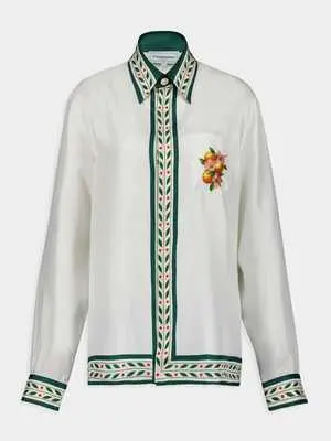 Casablanca Citrus Blossom Silk Shirt - White