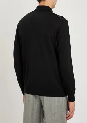 LARDINI Houndstooth Wool Cardigan