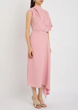 ROKSANDA Elva Asymmetrical Crepe Midi Dress - Pink