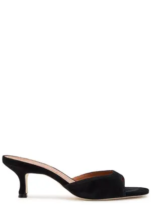 Staud Brigitte 60 Brushed Suede Mules - Black