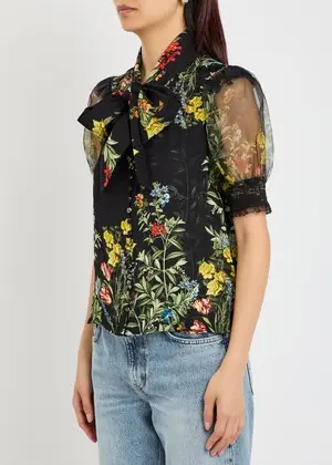 Alice + Olivia Brentley Floral Print Woven Blouse