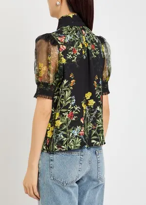 Alice + Olivia Brentley Floral Print Woven Blouse