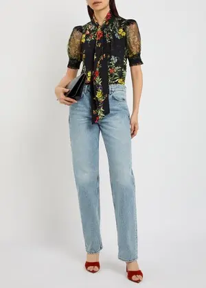 Alice + Olivia Brentley Floral Print Woven Blouse