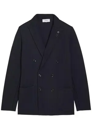 LARDINI Double-breasted Wool Blazer - Navy