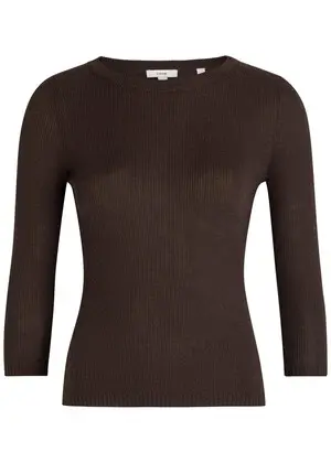 Vince Ribbed Cashmere And Silk-blend Top - Brown