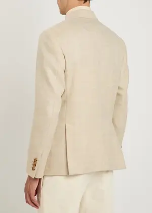 LARDINI Double-breasted Wool And Silk-blend Blazer