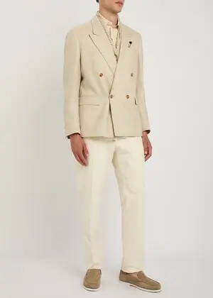 LARDINI Double-breasted Wool And Silk-blend Blazer