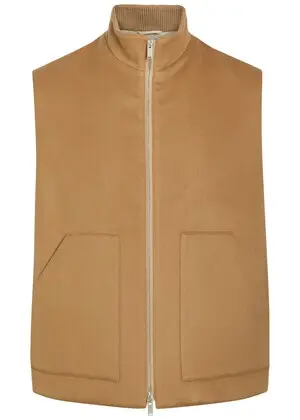 LARDINI Wool And Silk-blend Gilet - Beige