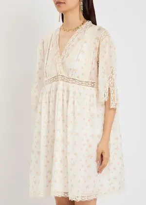Chloé Floral-print Cotton-voile Mini Dress - White