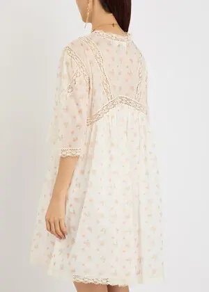 Chloé Floral-print Cotton-voile Mini Dress - White