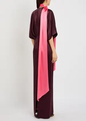 ROKSANDA Sami Draped Satin Maxi Dress With Contrasting Scarf
