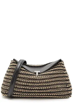 TOTEME T-lock Woven Leather Clutch - Black