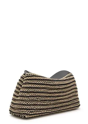 TOTEME T-lock Woven Leather Clutch - Black