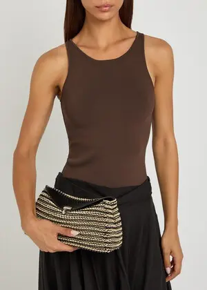 TOTEME T-lock Woven Leather Clutch - Black