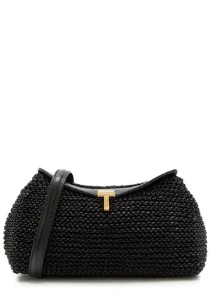 TOTEME T-lock Woven Leather Clutch - Black