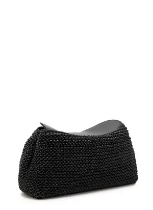 TOTEME T-lock Woven Leather Clutch - Black