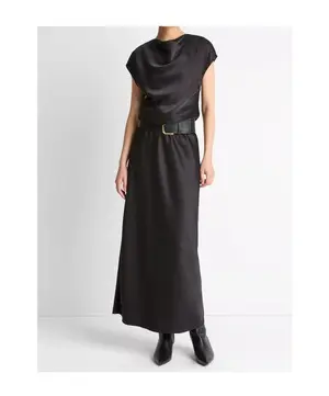 Vince Draped Sleeveless Maxi Dress - Black