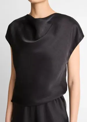 Vince Draped Sleeveless Maxi Dress - Black