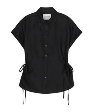 Closed Tie Waist Shirt - Black