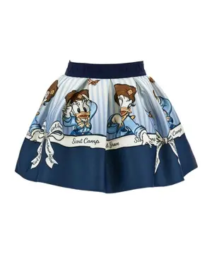 Monnalisa Graphic-print Box-pleat Skirt