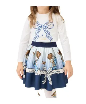 Monnalisa Graphic-print Box-pleat Skirt