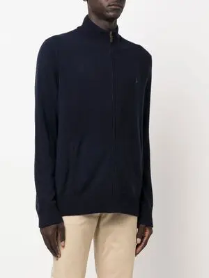 Ralph Lauren Polo Pony Embroidered Zip Up Knit Cardigan