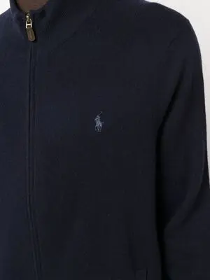 Ralph Lauren Polo Pony Embroidered Zip Up Knit Cardigan