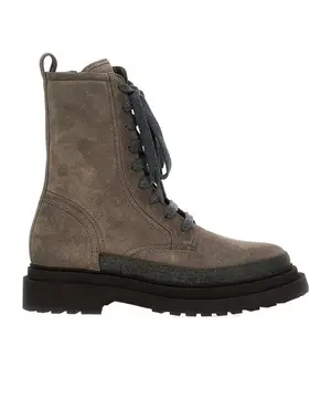 BRUNELLO CUCINELLI Brunello Cucinelli Monile-Detailed Lace-Up Ankle Boots