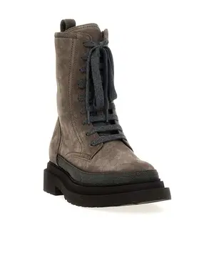 Brunello Cucinelli Monile Detailed Lace-up Ankle Boots