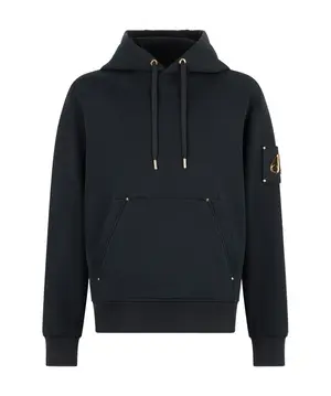 Moose Knuckles Logo Drawstring Hoodie - Black
