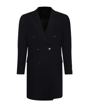 Canali Double-breasted Coat - Black