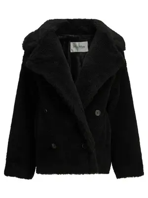 Max Mara Malcuno Double-breasted Alpaca, Virgin Wool, And Silk Blend Jacket - Black