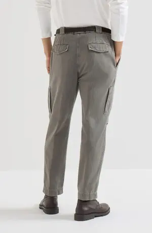 Brunello Cucinelli Cotton Chevron Cargo Trousers