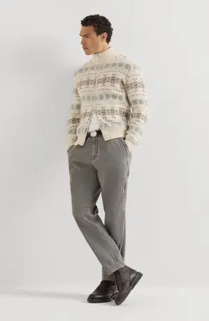 Brunello Cucinelli Cotton Chevron Cargo Trousers