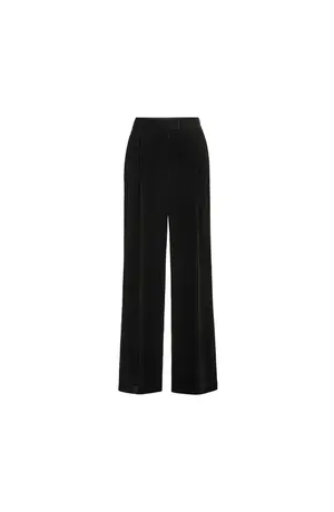 Brunello Cucinelli Sparkling Corduroy Loose Pleated Trousers With Monili - Black
