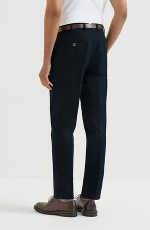 Brunello Cucinelli Cotton And Virgin Wool Gabardine Trousers - Blue